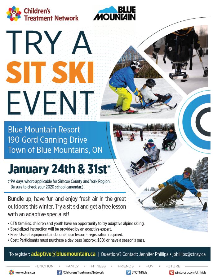 Children's Treatment Network - Try a Sit Ski at Blue Mountain - Collingwood