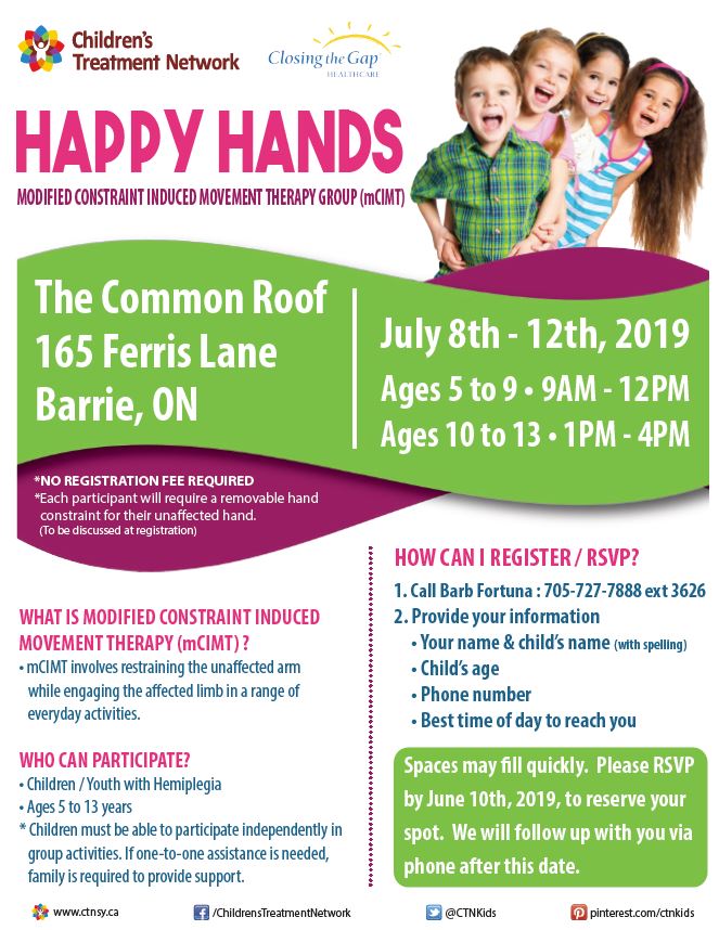 Children's Treatment Network - Happy Hands Modified Constraint Induced ...