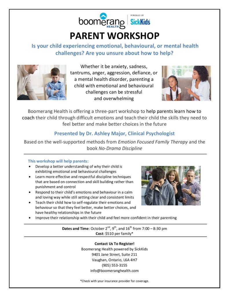 Children's Treatment Network - Boomerang Parent Workshop: Managing ...