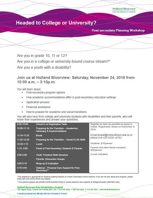Children's Treatment Network - Post-secondary Planning Workshop